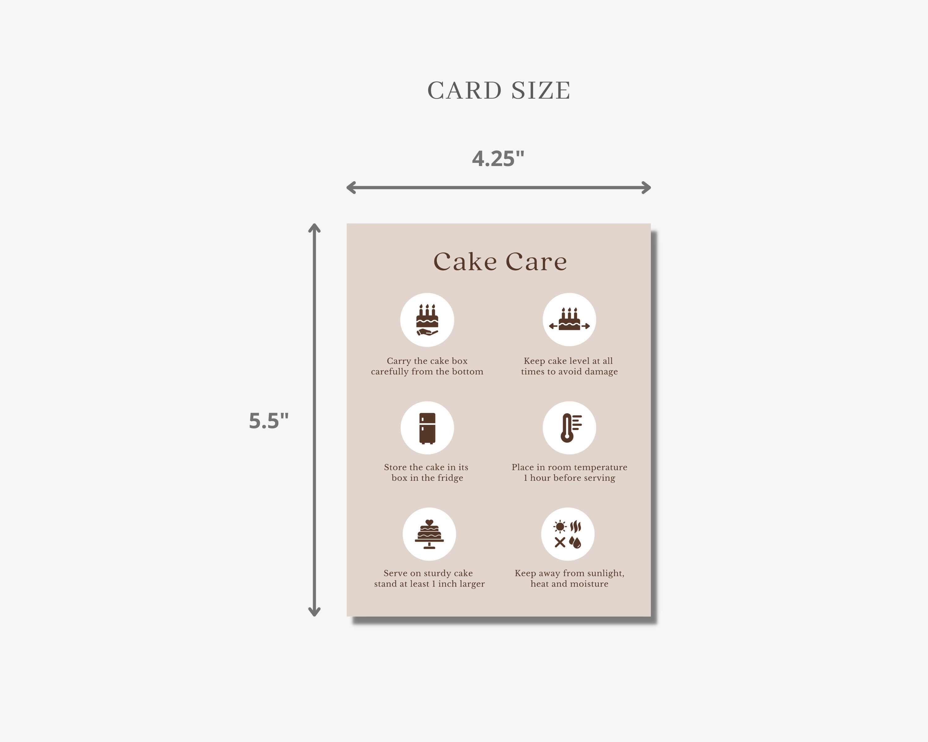 Cake Care Card Template, Minimalist Cake Instructions, Editable Cake ...