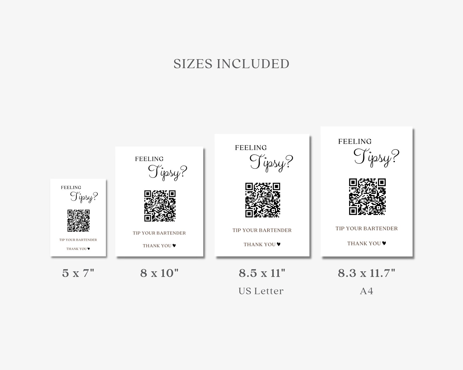 Printable Virtual Bar Tip Sign Template, QR Code Sign, Tip Your ...