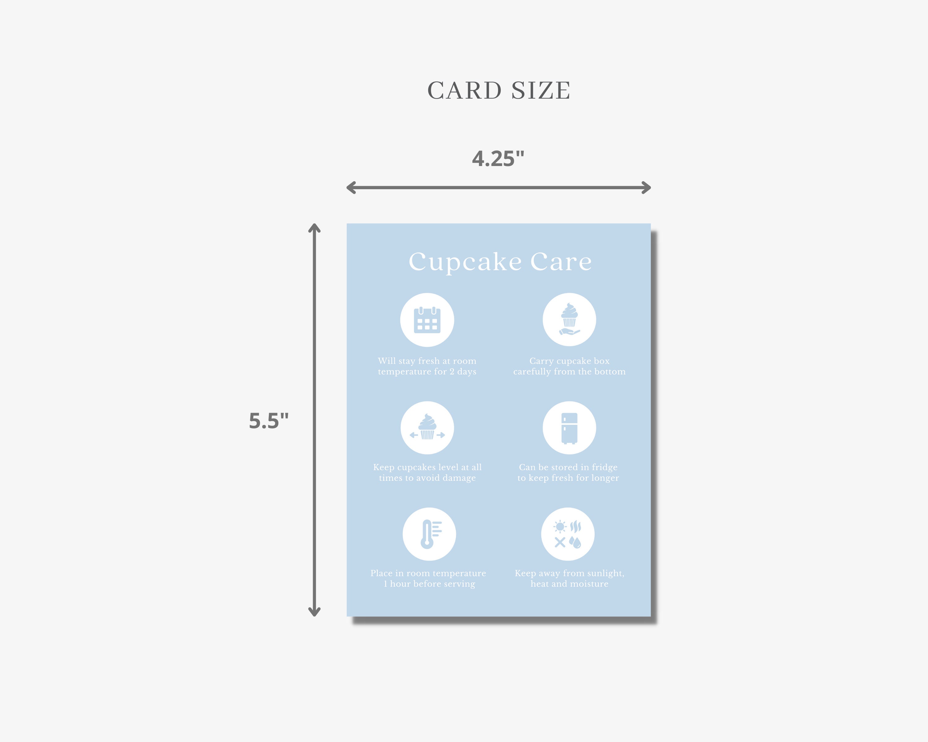 Editable Cupcake Care Card Template, Cupcake Care Insert, Minimalist ...