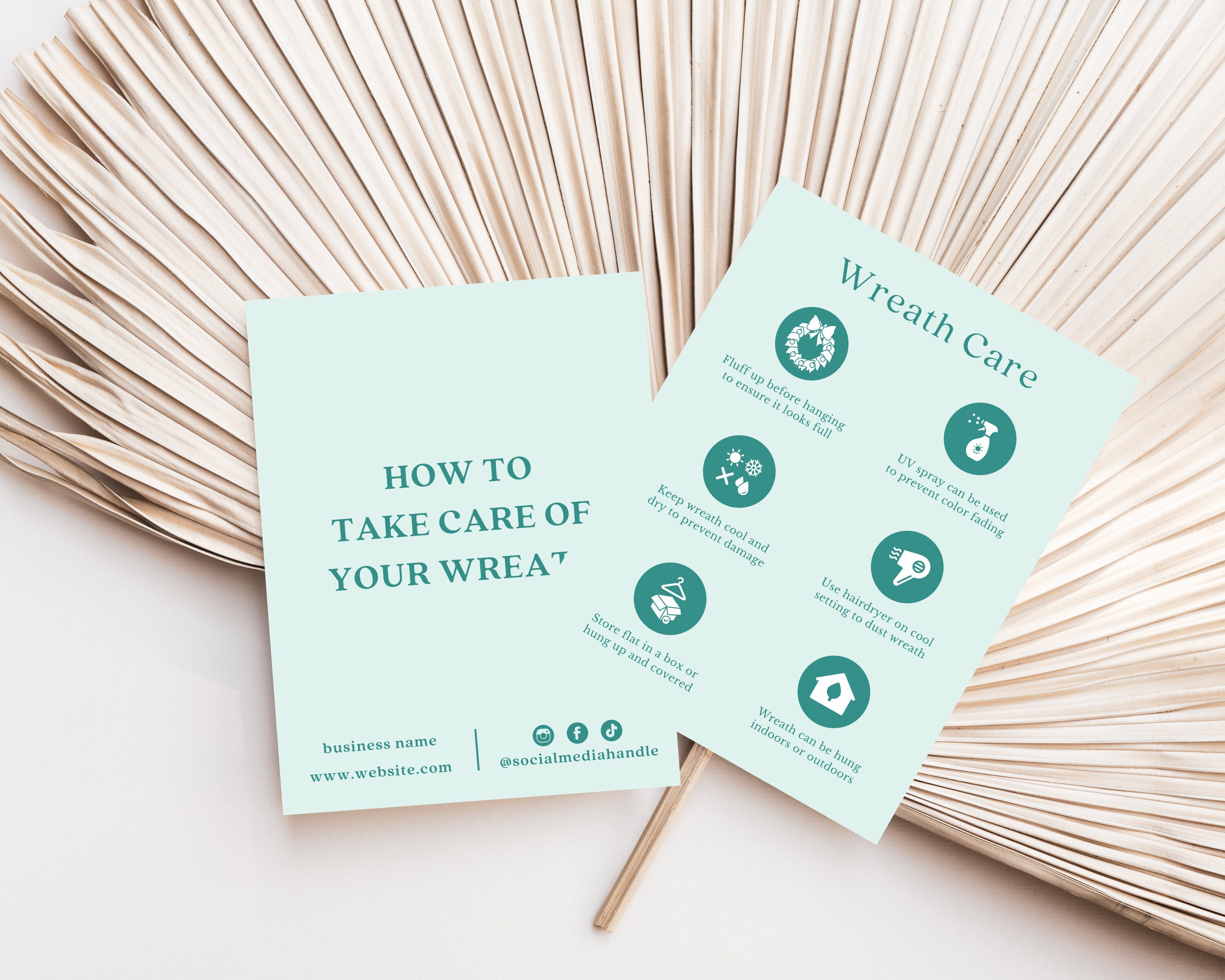 Editable Wreath Care Card Template, Printable Florist Care Card, Wreath ...