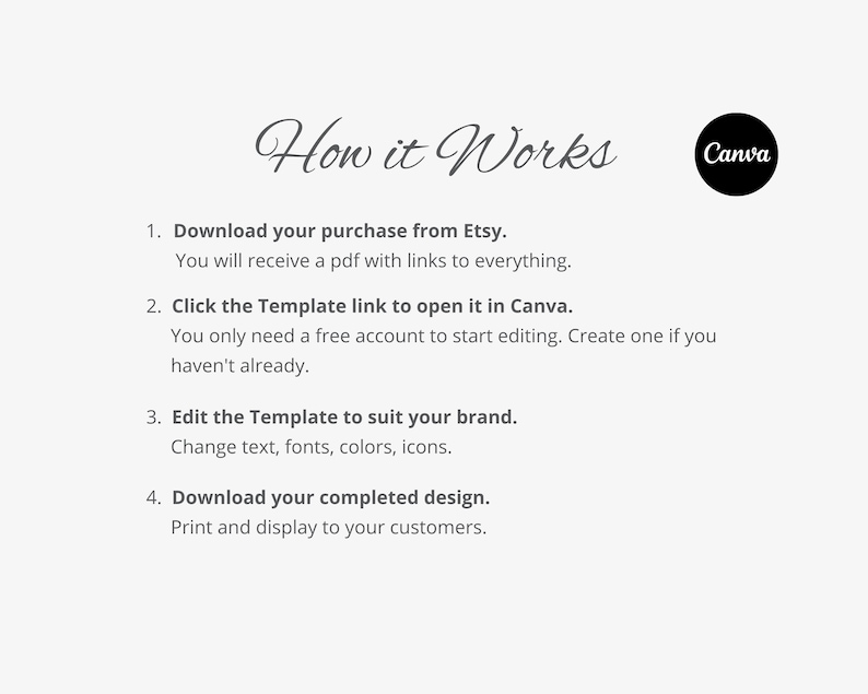 Printable Virtual Tip and Bar Menu Sign Template, QR Code Sign, Drink ...