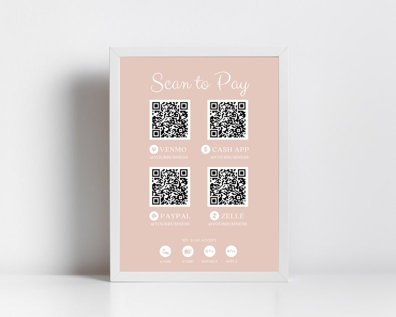Scan to Pay Sign Editable QR Code Sign Template Printable - Etsy