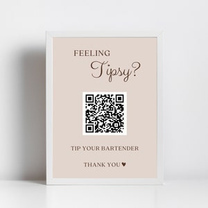 Printable Virtual Bar Tip Sign Template QR Code Sign Tip - Etsy
