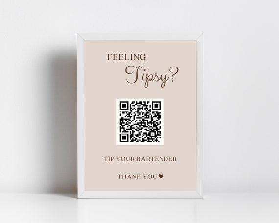 Printable Virtual Bar Tip Sign Template QR Code Sign Tip - Etsy