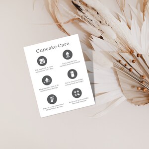 Cupcake Care Card Template, Minimalist Cupcake Instructions, Editable ...