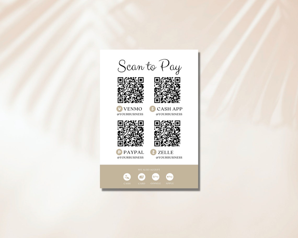Printable Payment Sign QR Code Sign Template Scan to Pay | Etsy