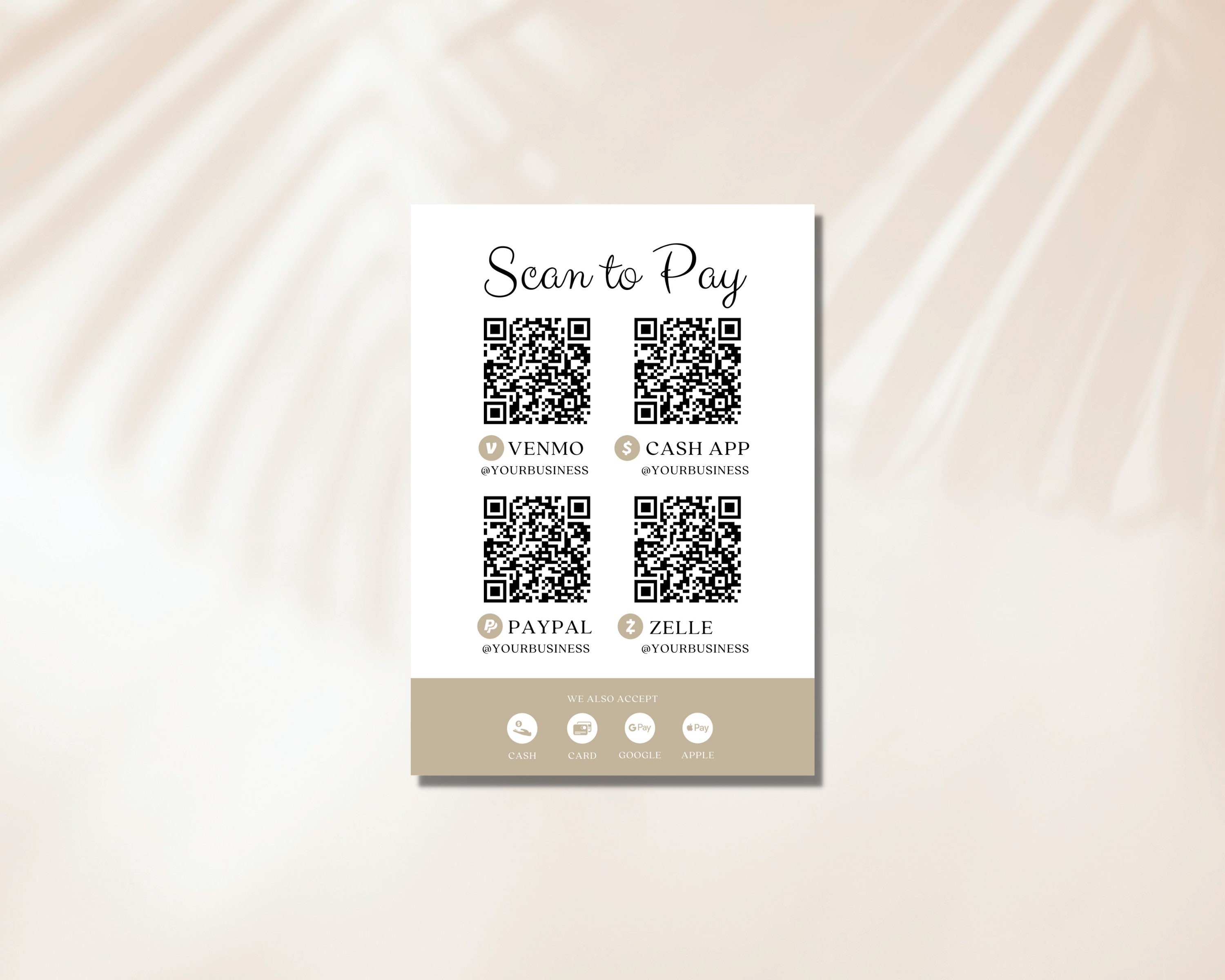 Printable Payment Sign, QR Code Sign Template, Scan to Pay Sign ...