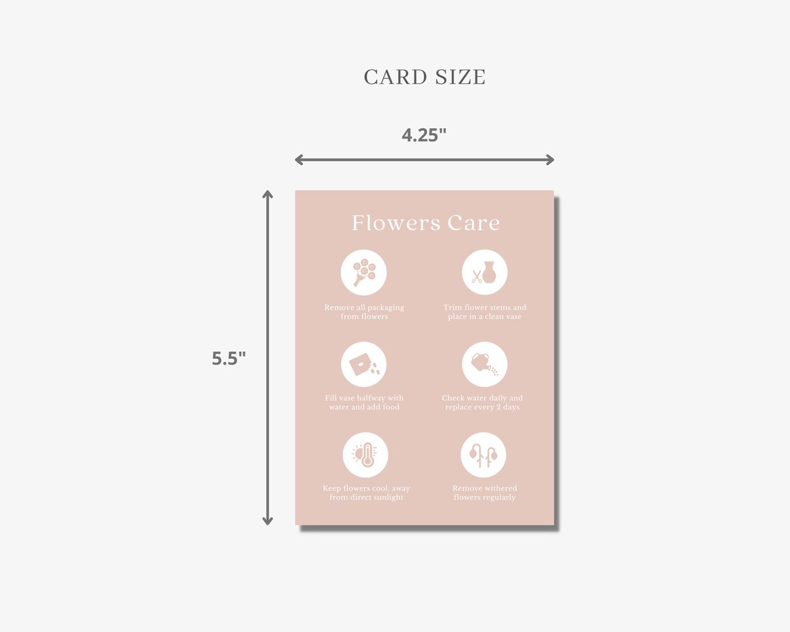 Editable Flowers Care Instructions Card, Printable Florist Care Card ...