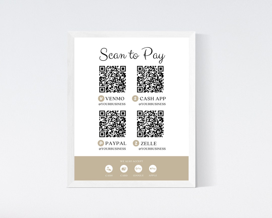 Printable Payment Sign, QR Code Sign Template, Scan to Pay Sign ...