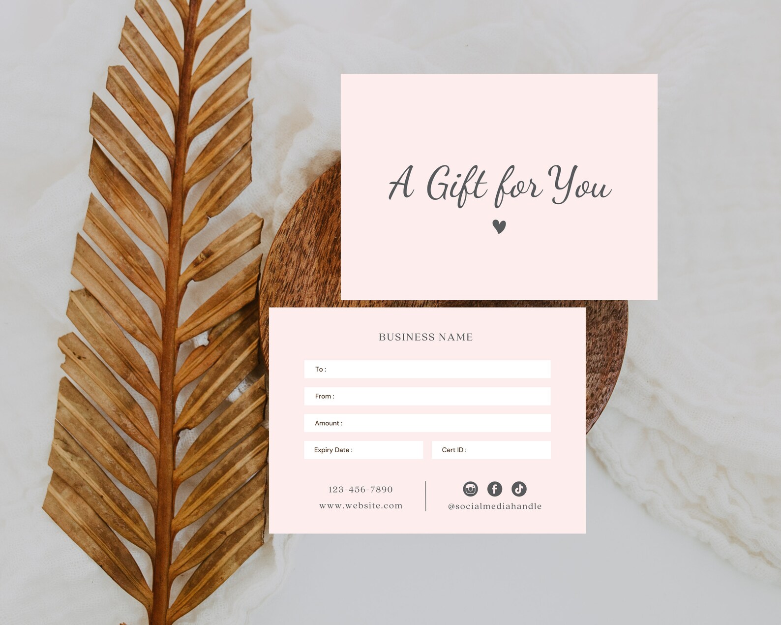 Editable Gift Card Template With Logo, DIY Printable Gift Voucher ...