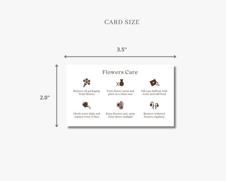 Flowers Care Card Template, Printable Florist Care Card, Bouquet Care ...