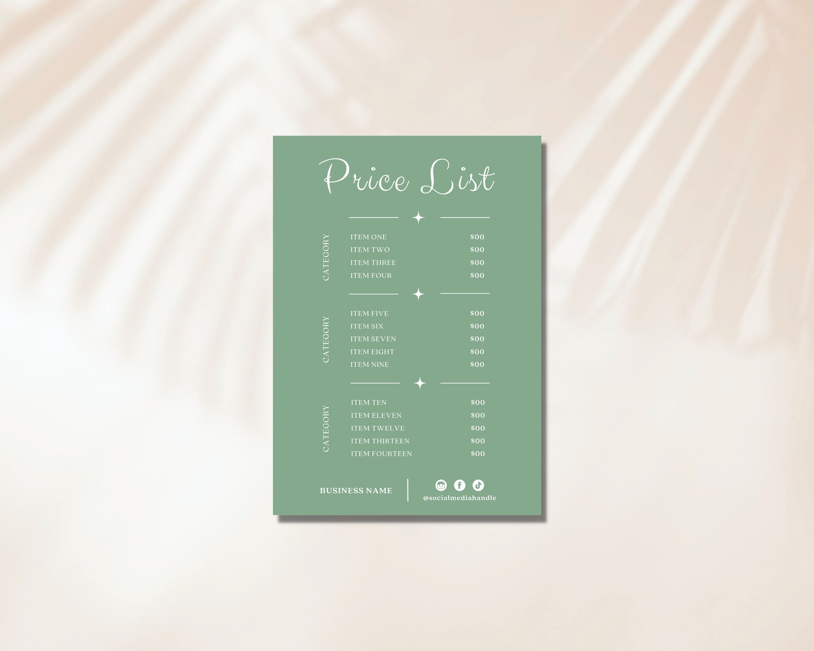 Editable Price List Template, Printable Price Sheet, Small Business ...