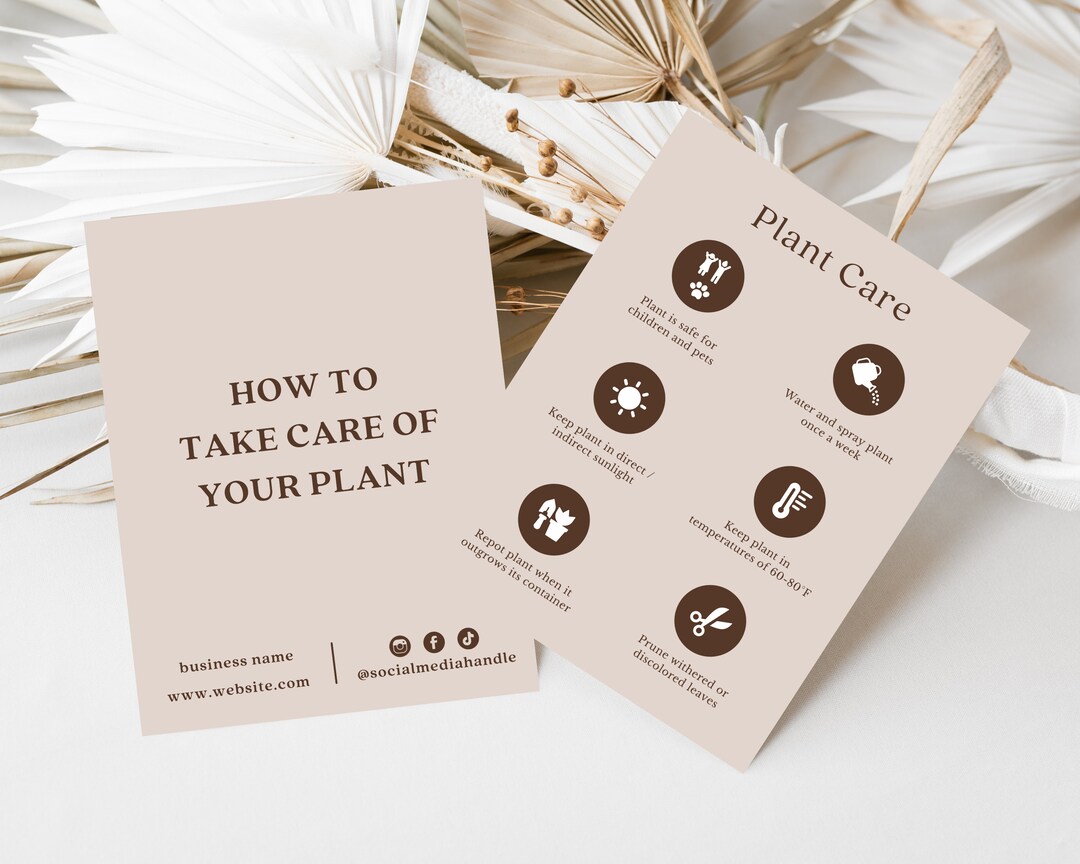 Editable Plant Care Card Template, Plant Care Package Insert, Printable ...