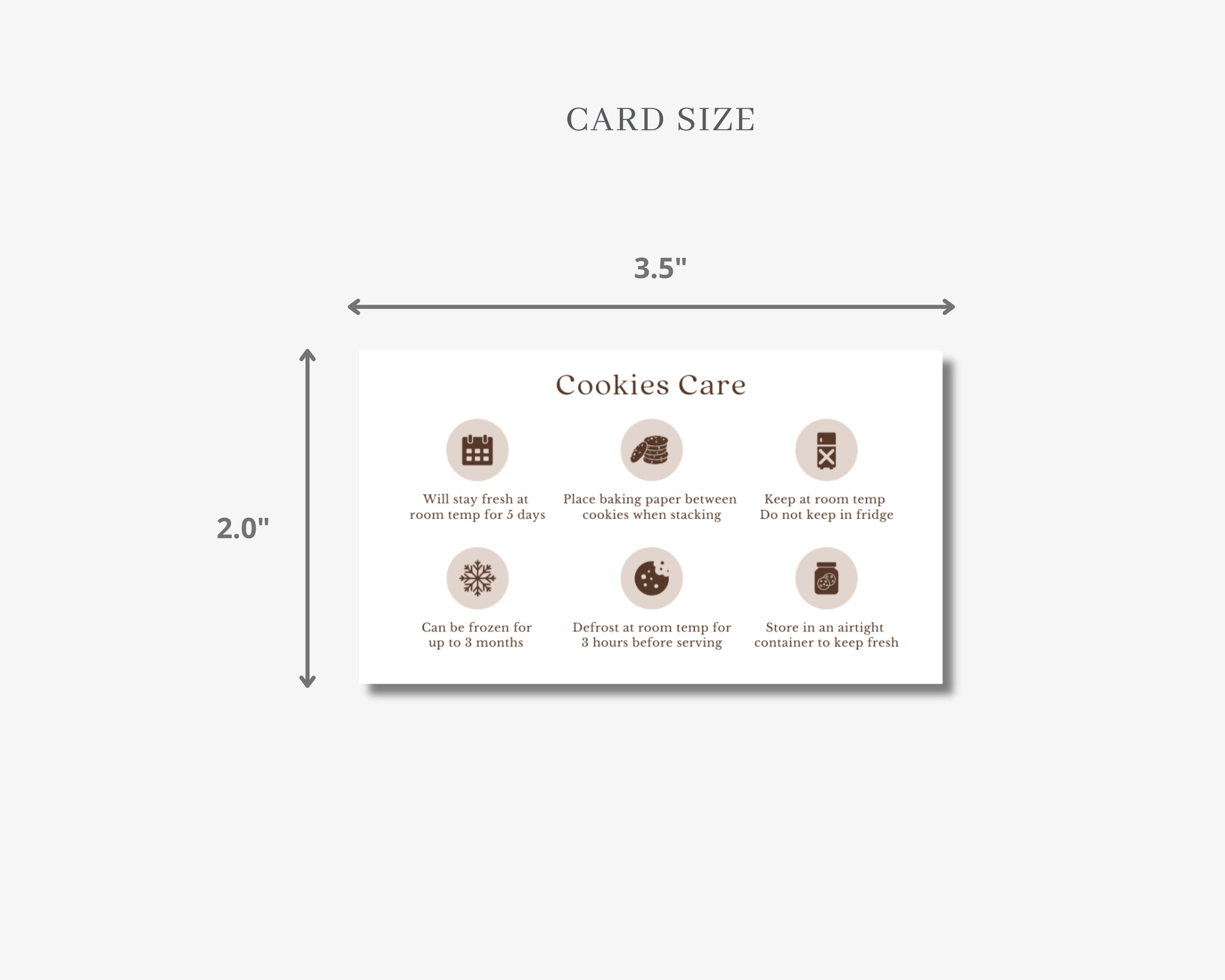 Cookie Care Card Template, Editable Cookies Care Guide, Bakery Care ...