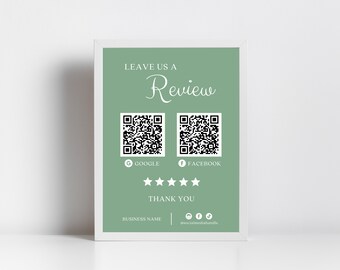 Google Review Sign, Ask for Review QR Code Sign Canva Template, Review ...