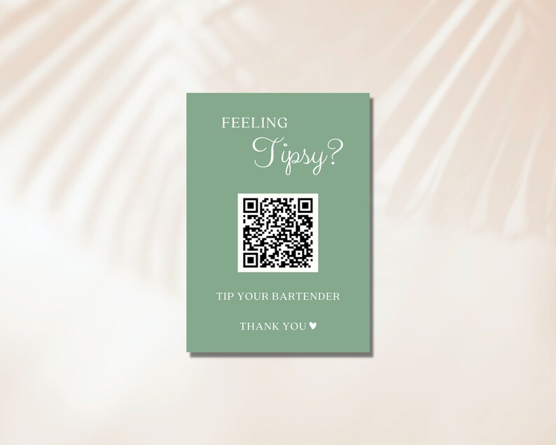 Printable Virtual Bar Tip Sign Template QR Code Sign Tip - Etsy