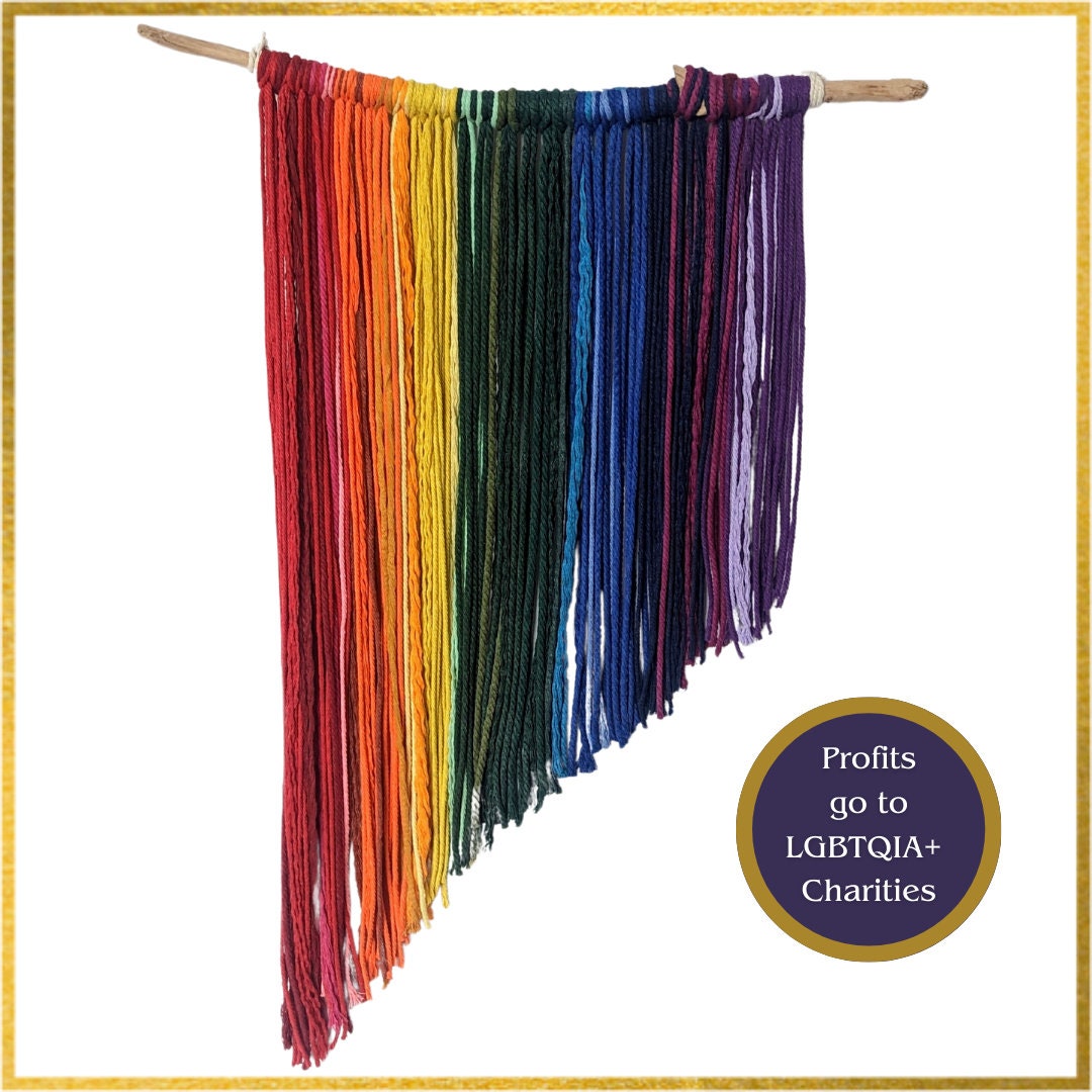 Bohemian Rainbow Flag *charity Donation* | Macrame Fiber Art Wall ...