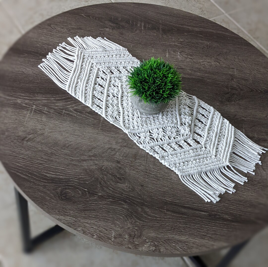 Boho Macrame Table Runner | 4 Ft 3 Ft 2 Ft Custom Geometric Diamond ...