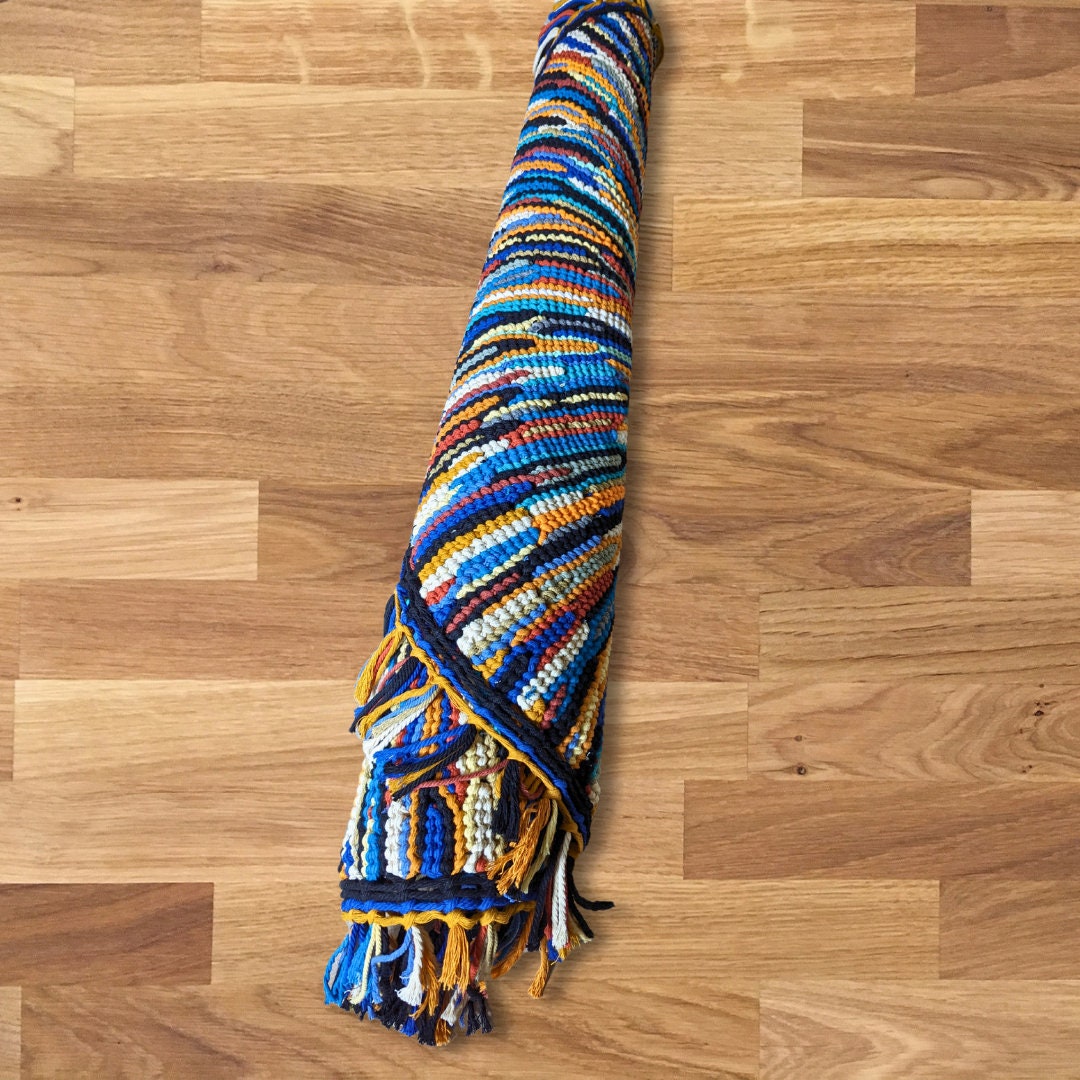 Hand Knotted Maximalist Round Rug 55 Handmade Macrame Circle Mat Earth ...