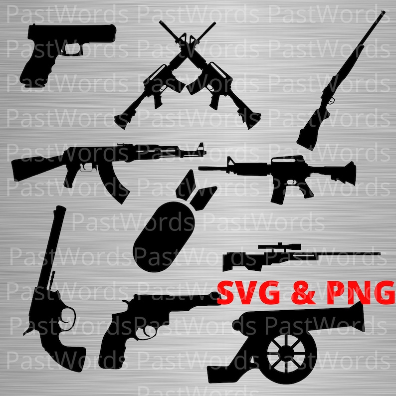 Weapons SVG and PNG Zip File for Crircut Art Cut Out Easy Use - Etsy