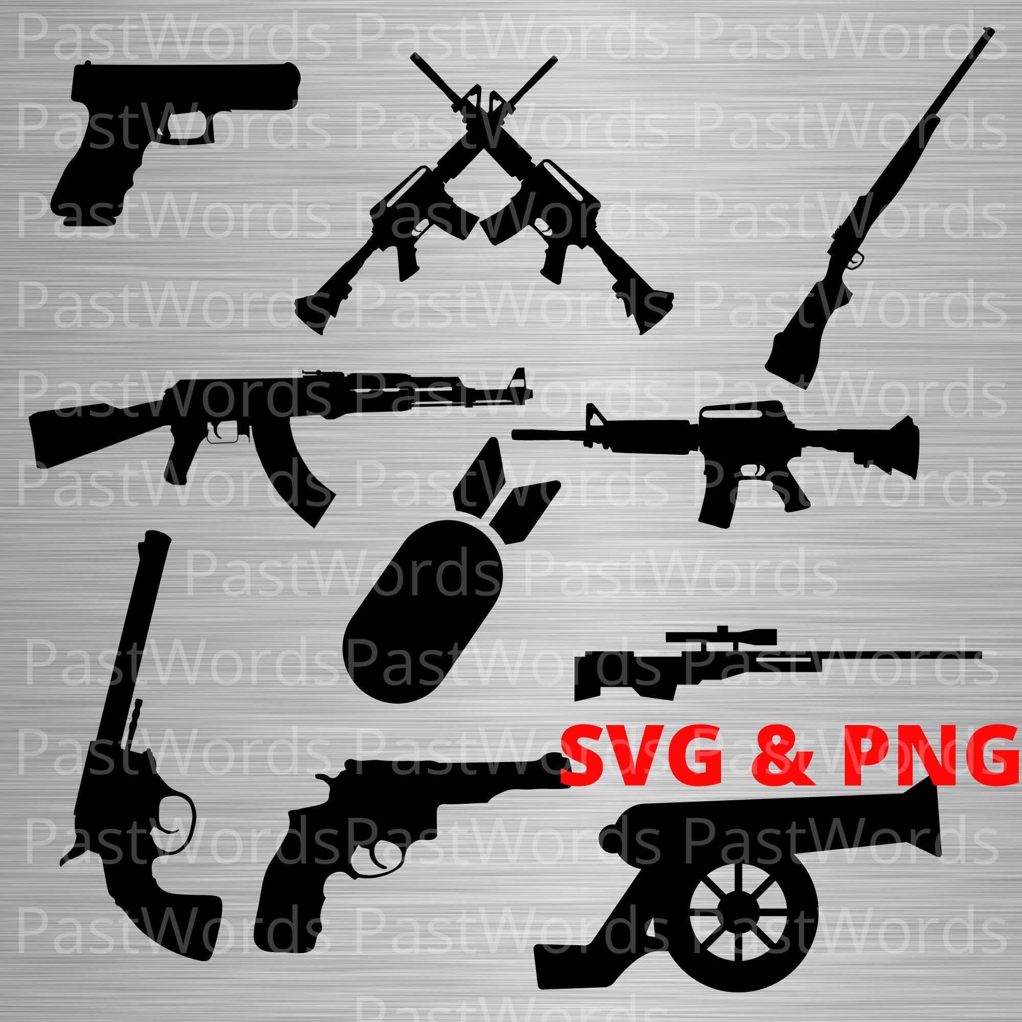 Weapons SVG and PNG Zip File for Crircut Art Cut Out Easy Use - Etsy