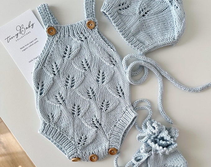 Knit Baby Boy Outfit, Knit Newborn Romper Set, Knit Baby Set, Newborn ...