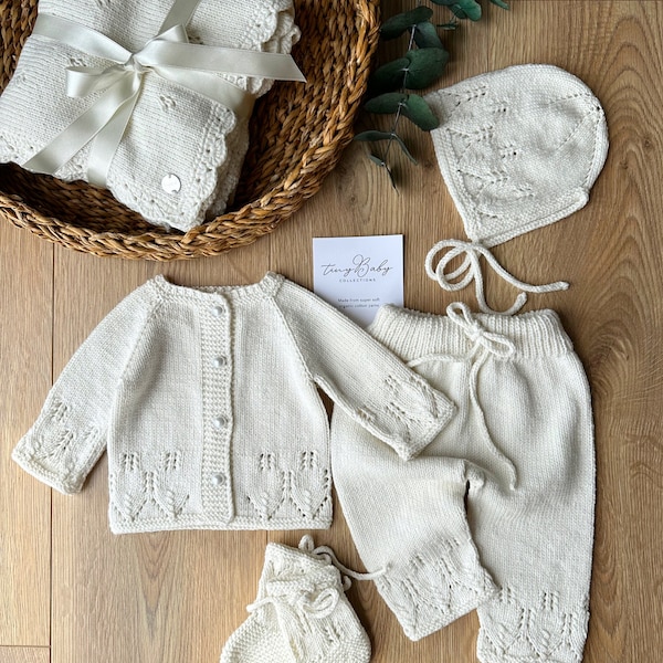 Hand Knitted Baby Clothes Set - Etsy