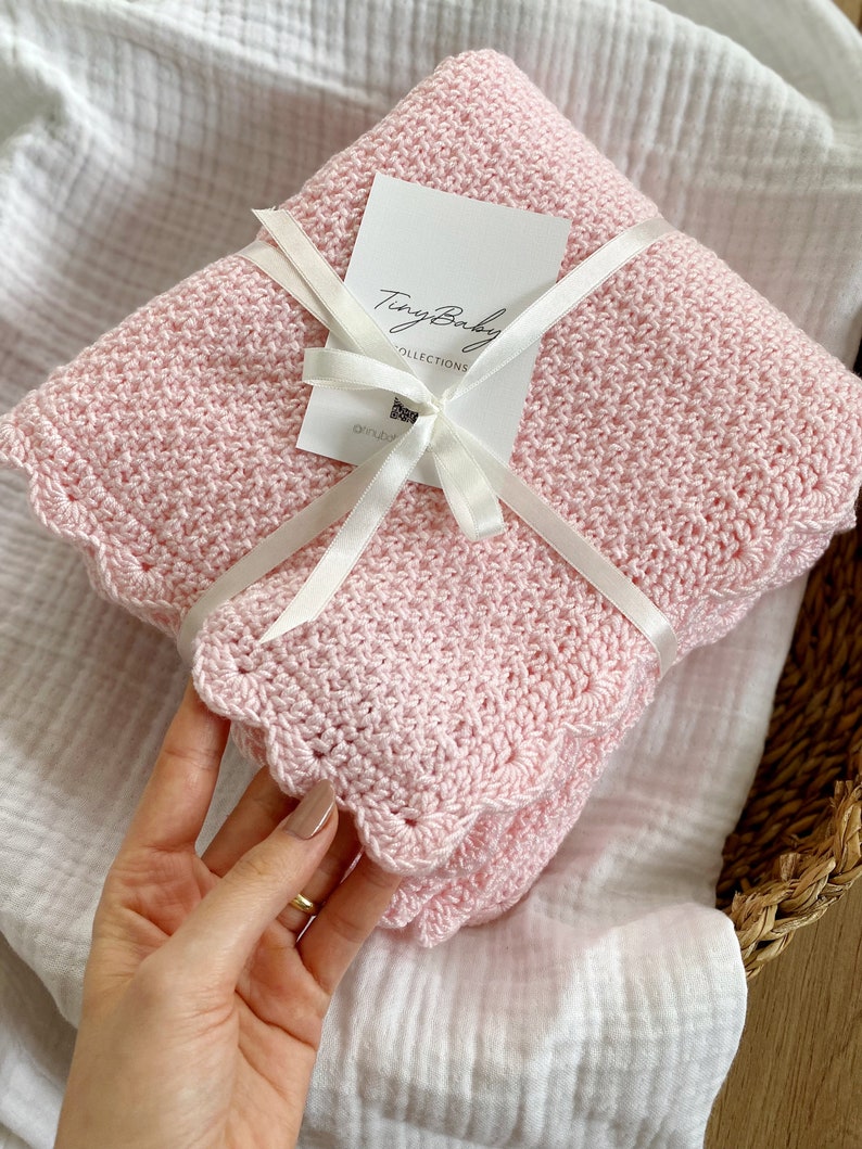 Knit Baby Blanket Pink Baby Blanket Baby Shower Gift - Etsy