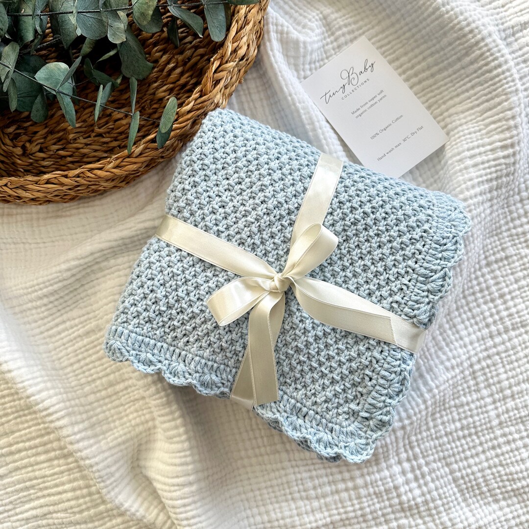 Knit Baby Blanket, Gift for Baby Shower, Christening Blanket, New Baby ...