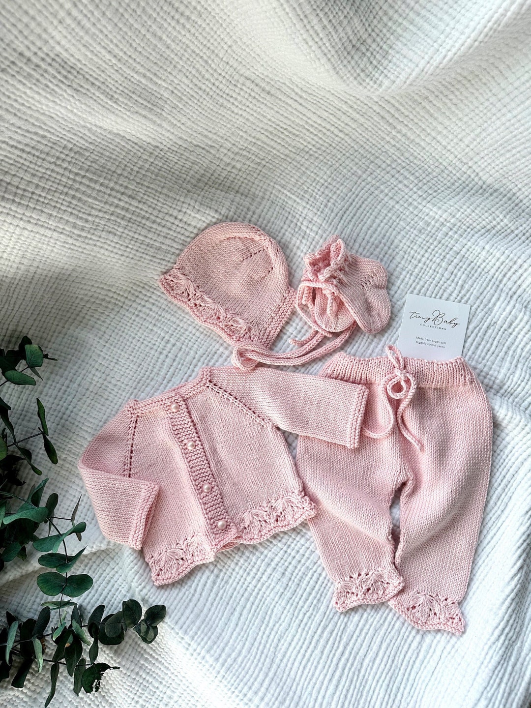 Newborn Baby Homecoming Dress, Knitted Baby Outfit | Organic Cotton ...
