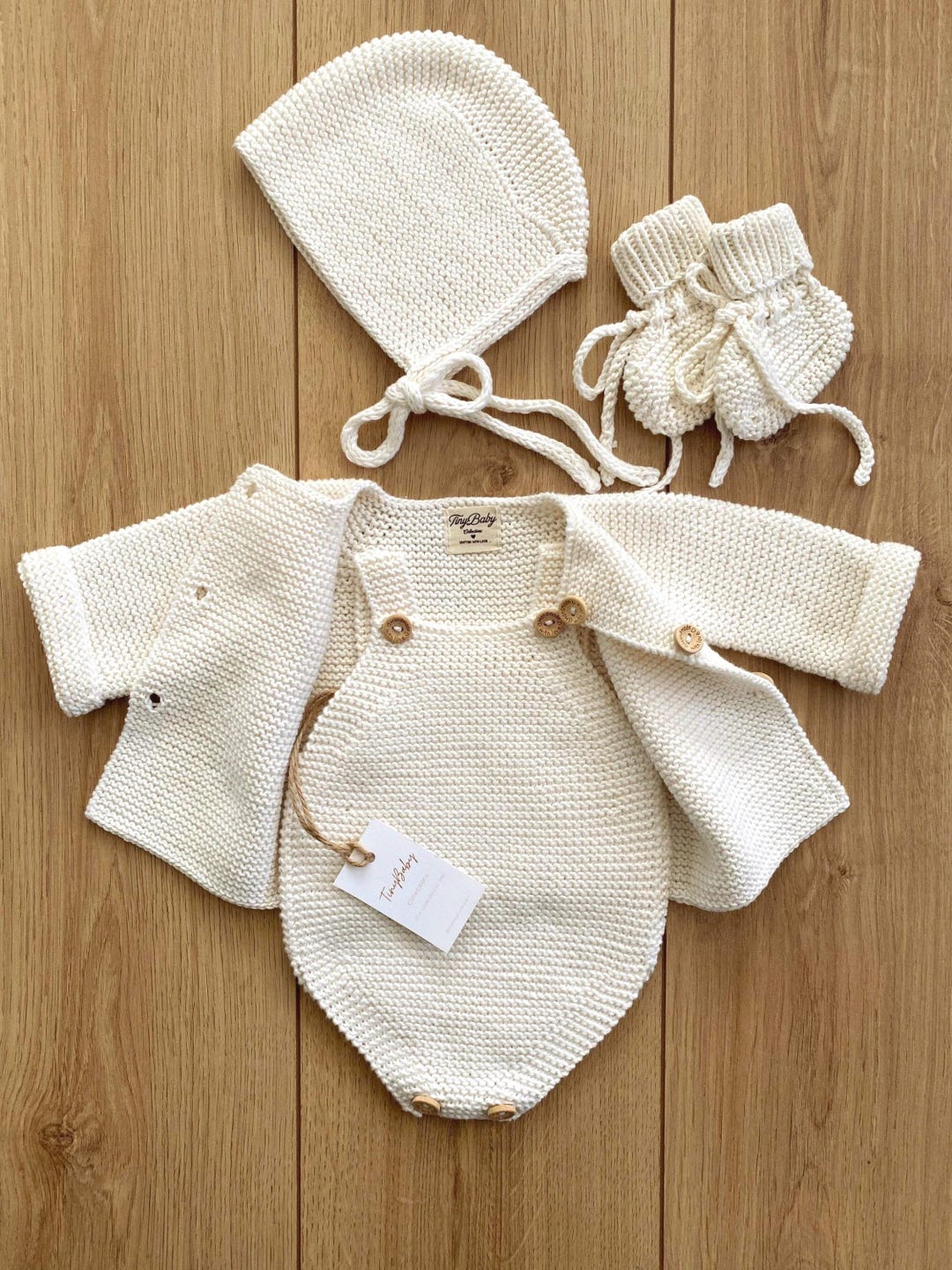 Newborn Baby Coming Home Outfit: Hand Knit Organic Cotton Baby Hospital ...