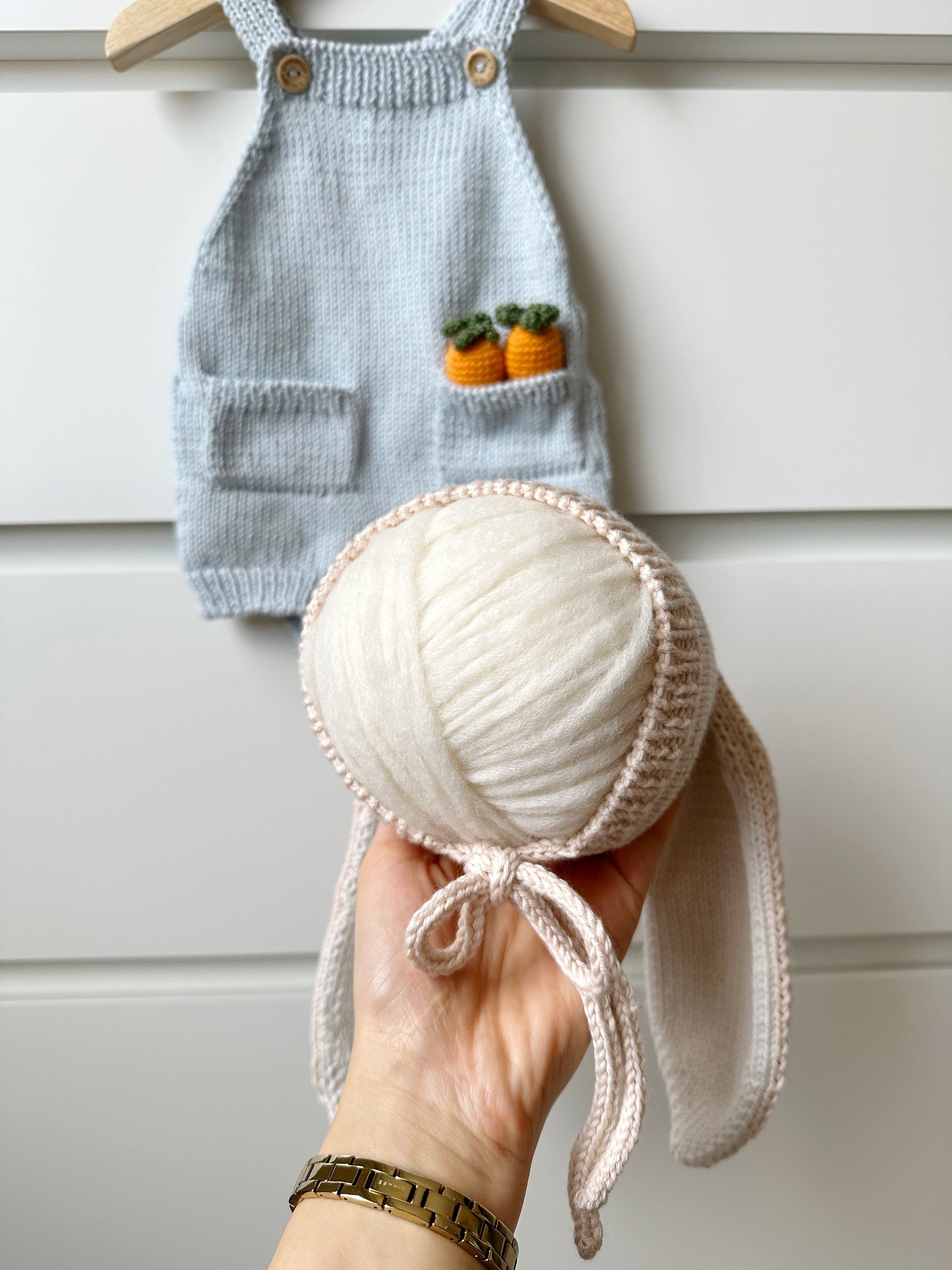Knit Baby Bunny Outfit: Romper and Hat With Carrots - Etsy