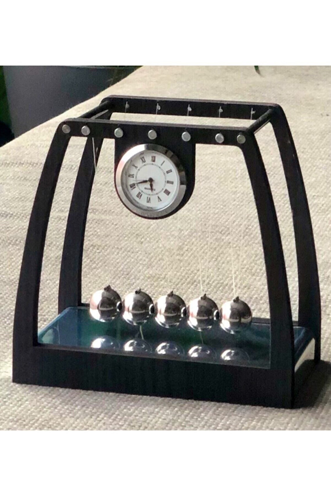 Personalized Handmade Newton Cradle, Wooden Pendulum Magnetic Balls ...