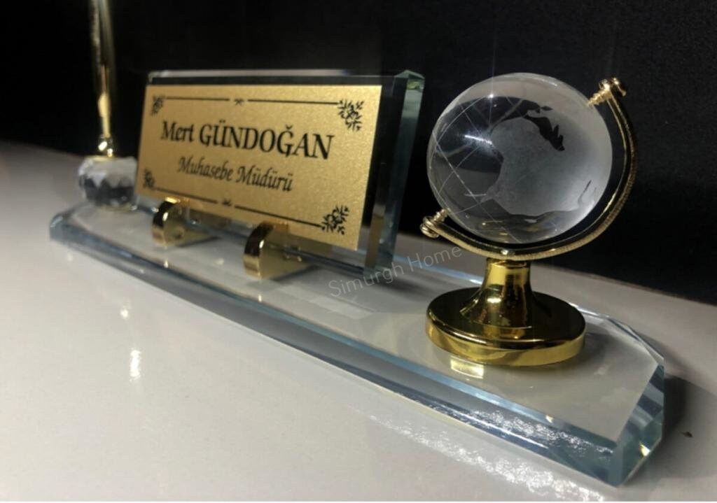 Personalized Glass Desktop Name Plate Engraved Desk Sign - Etsy