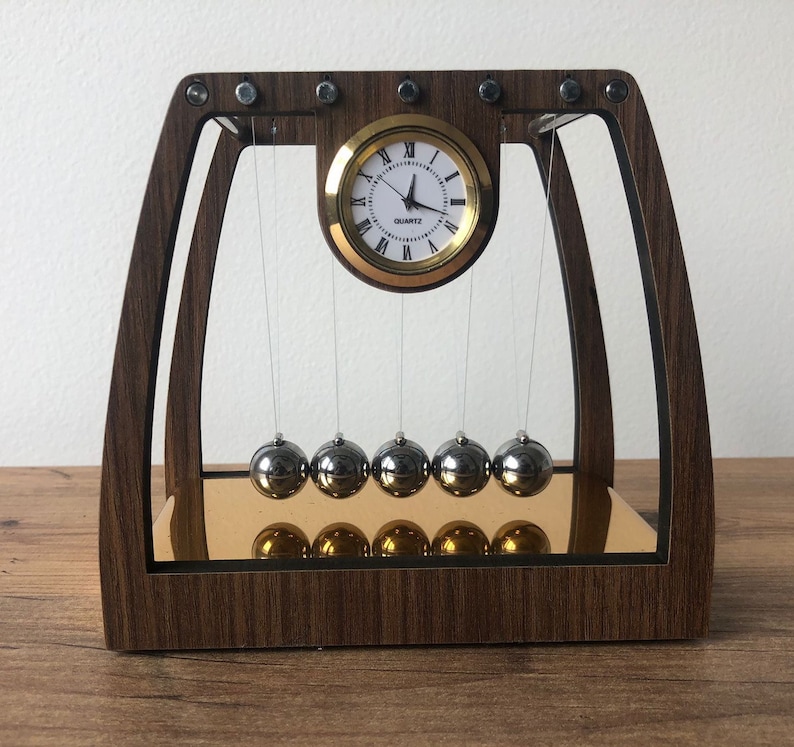 Personalized Handmade Newton Cradle, Wooden Pendulum Magnetic Balls ...
