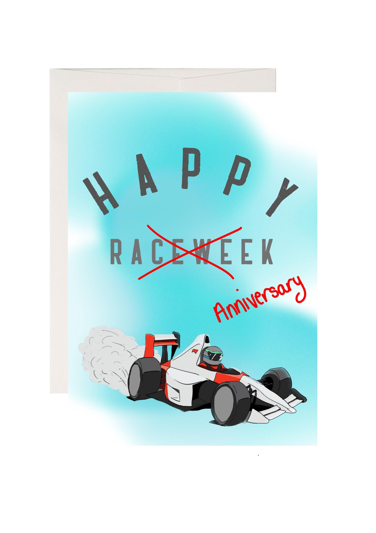 Anniversary Formula One Raceweek Funny Blue Greeting Card, F1 Driver ...