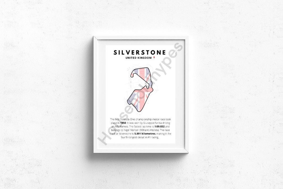 Formula 1 Wall Art, F1 Silverstone Grand Prix Track Circuit Decor ...