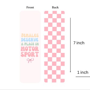 Women in Motorsport Bookmark, Formula One Themed Accessory, Female ...