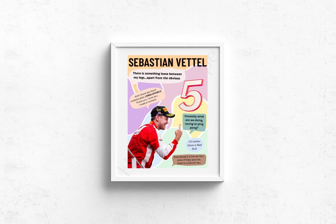 Sebastian Vettel QUOTES Wall Decor, Formula 1 Inspired Wall Art ...
