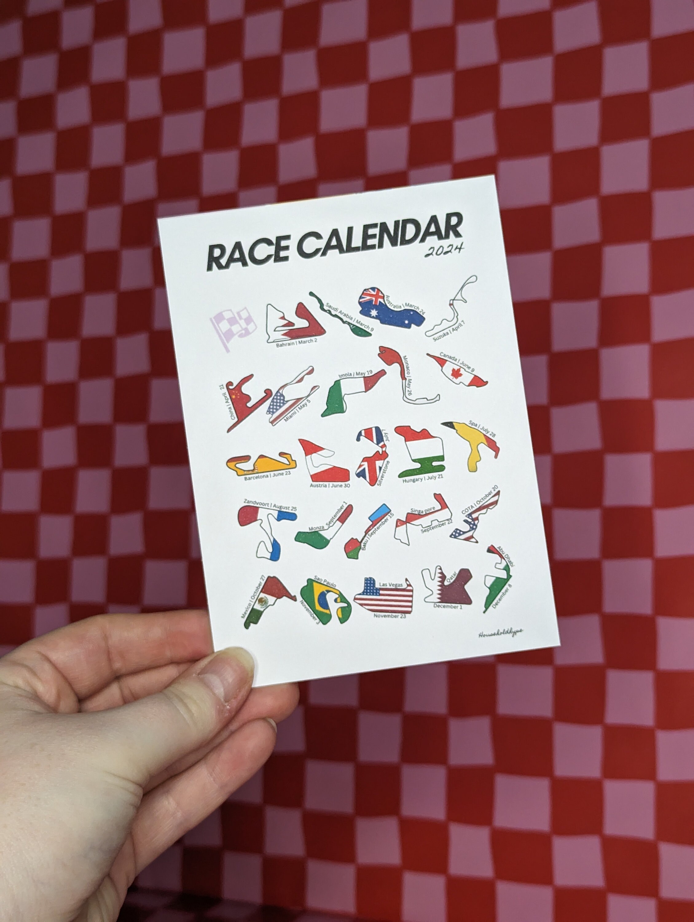 Formula 1 2024 Race Calendar Inspired Wall Art, Lights Out and Away We ...