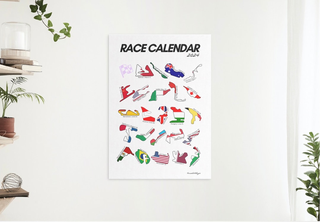 Formula 1 2024 Race Calendar Inspired Wall Art, Lights Out and Away We ...