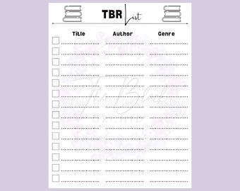 Tbr List Printable - Etsy