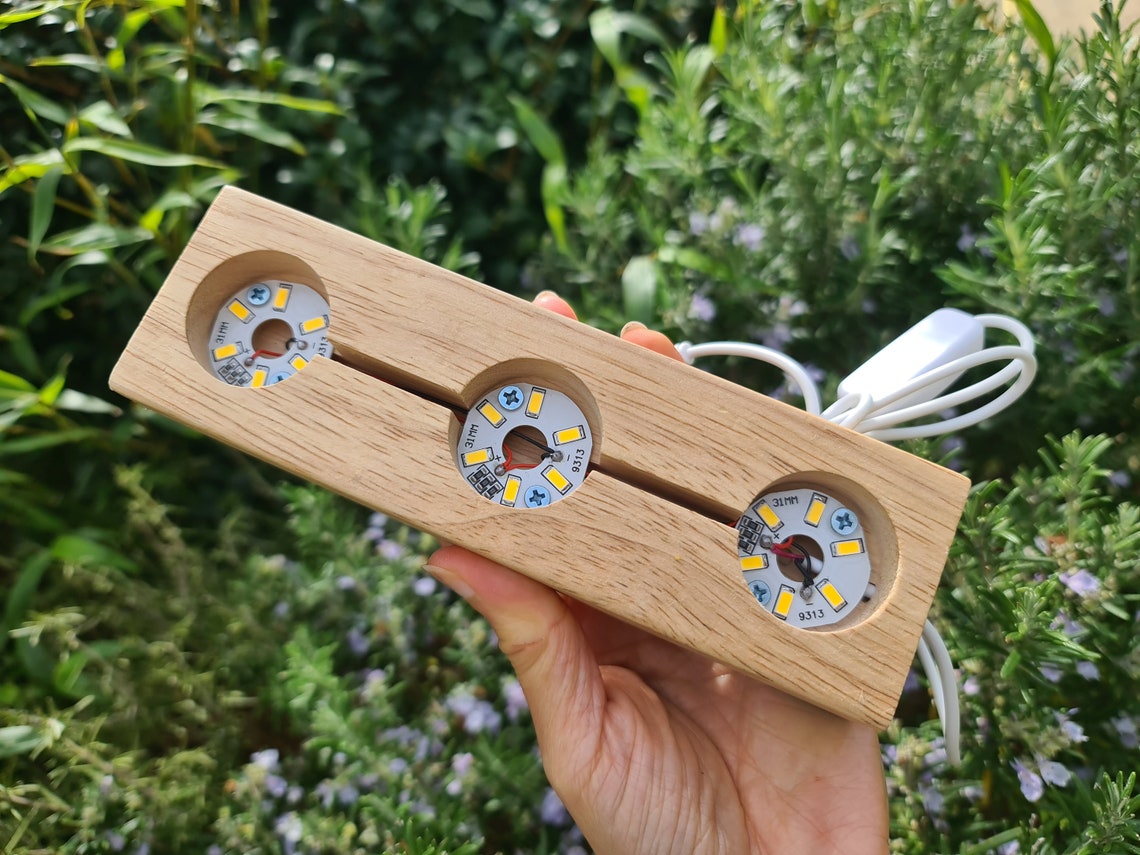 Large Wooden LED LIGHT Sphere Stand (white / Warm Yellow / Multi ...
