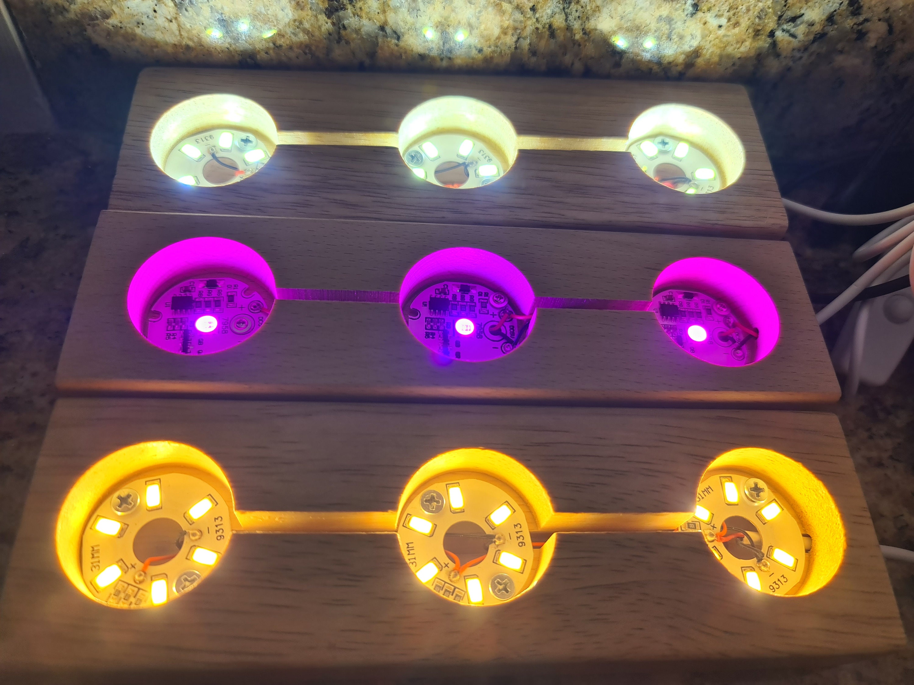 Large Wooden LED LIGHT Sphere Stand (white / Warm Yellow / Multi ...