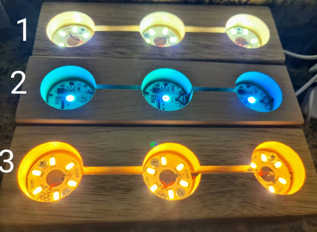 Large Wooden LED LIGHT Sphere Stand (white / Warm Yellow / Multi ...