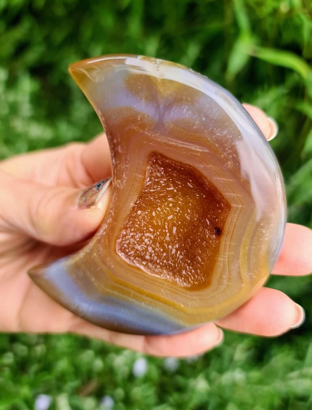 Super Druzy Agate Moon Carving - Etsy