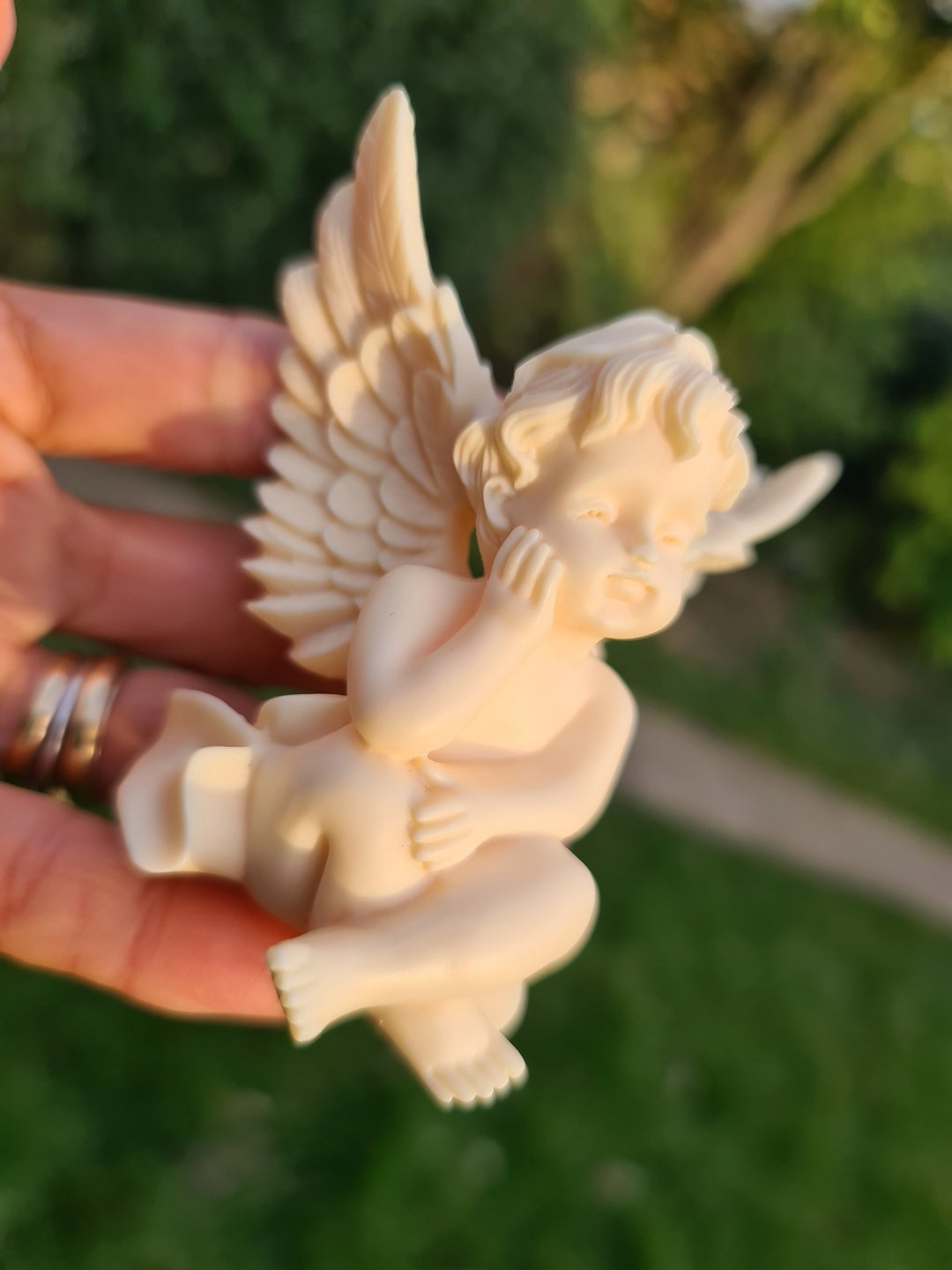 Stunning Ivory Nut Angle Carving - Etsy UK