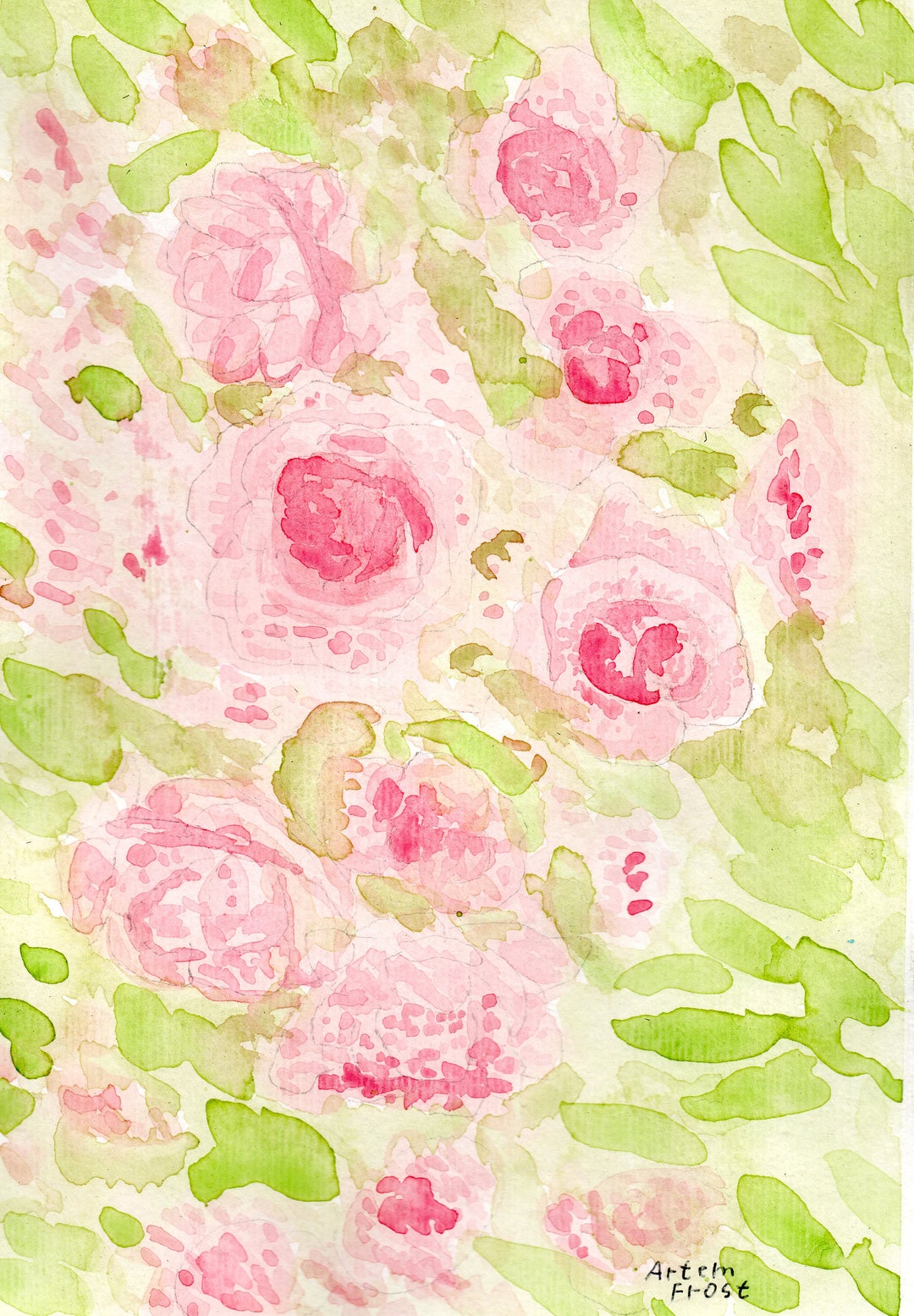 Pink Roses Watercolor Art Print - Etsy