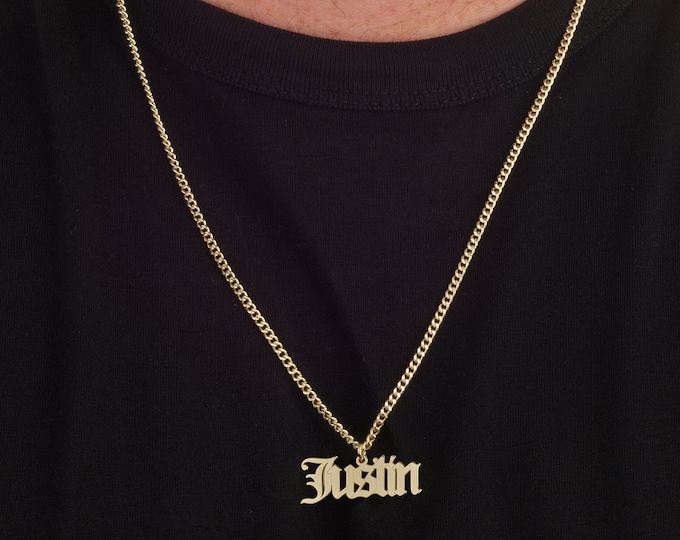 Personalized Men's Necklace, Name Necklace for Men, Men Name Plate ...