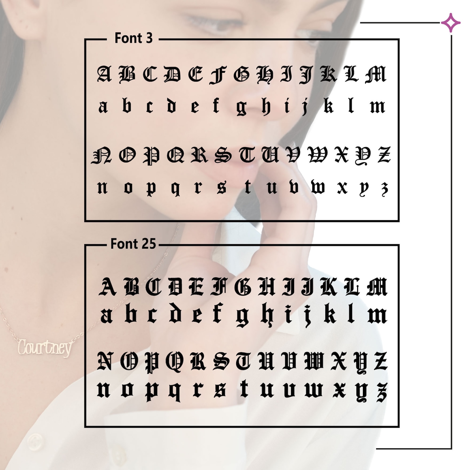 Gothic Name Necklace Gothic Font Nameplate Necklace Old | Etsy